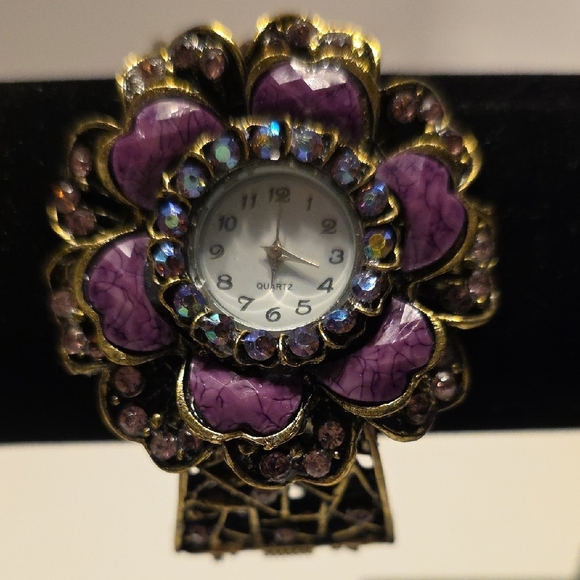 Source Unknown | Accessories | Vintage Purple Flower Watch Quartz 2 ...